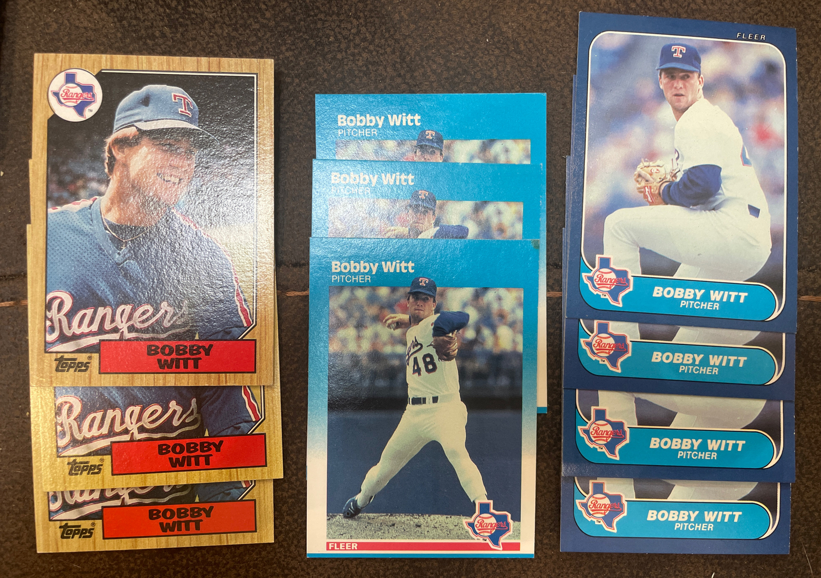(12) 1986 & 1987 Topps & Fleer Bobby Witt Rookie RC Rangers Baseball ...
