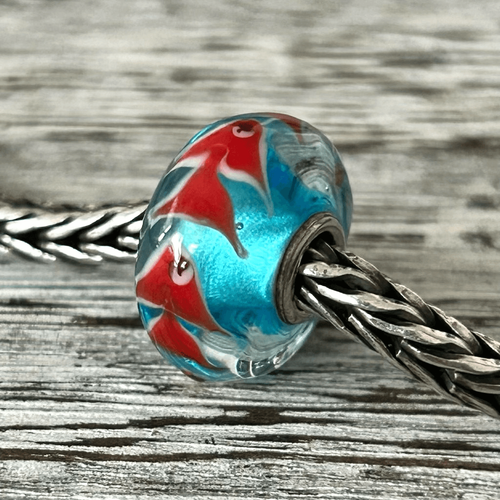 TROLLBEADS Rare Unique Fish Bead LAA 925S NEW! Red & Clear Bright ...