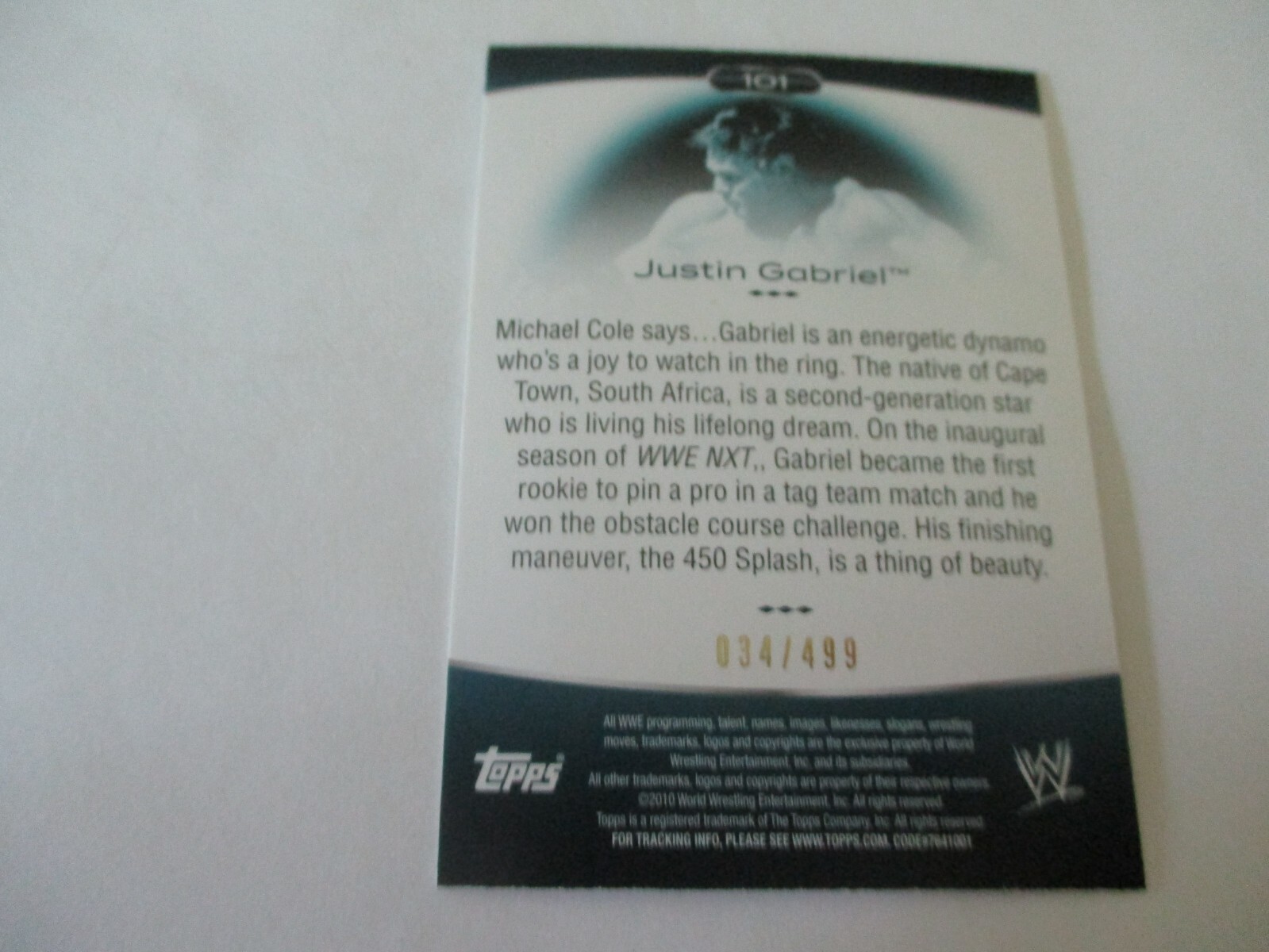 2010 Topps Platinum WWE Green Refractor Justin Gabriel Card #101 Serial ...