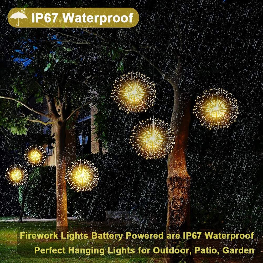 120LED Hanging Firework Starburst Garden Lights - Battery Powered ...