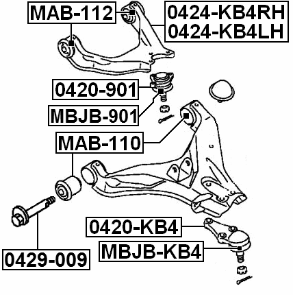 Arm Bushing Front Lower Arm FEBEST MAB-110 OEM MR992256 | eBay