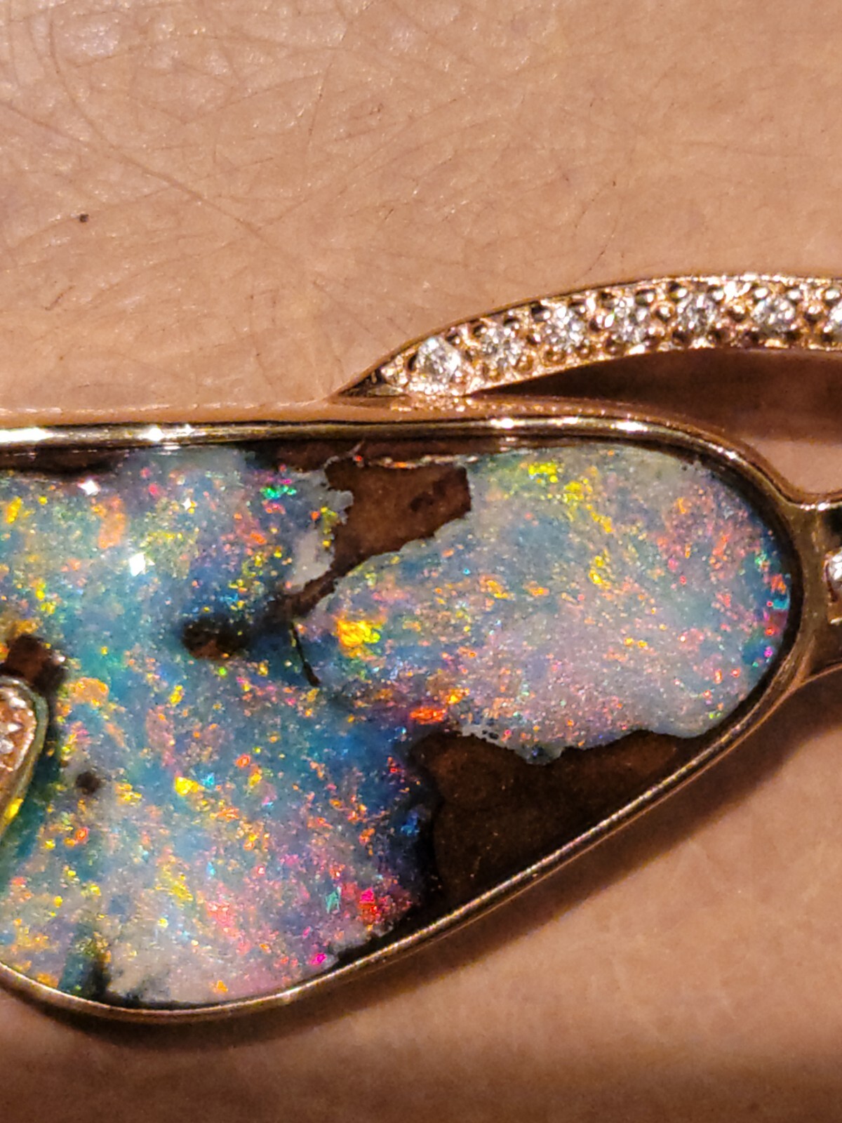 Australian Black Opal 14k Gold & Diamond Pendant IOG Idaho Opal & Gem ...