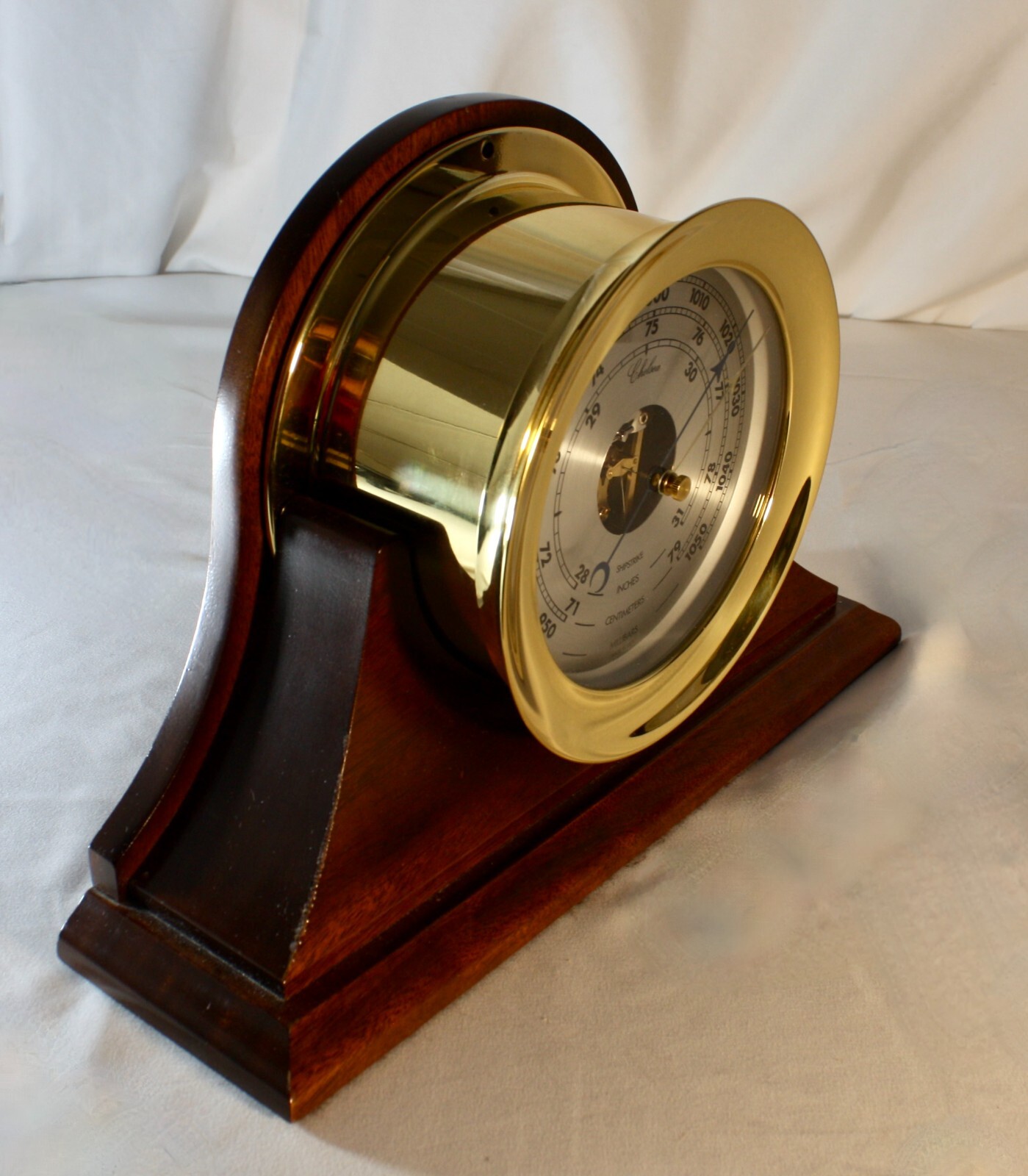 CHELSEA Brass Ship BAROMETER Double Bellows Holosteric Movement ...
