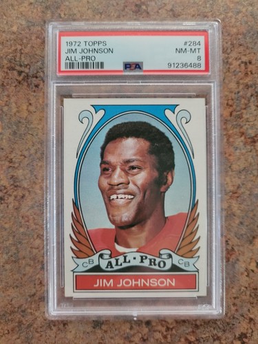 1972 Topps Football Card Jim Johnson, AP, High Number, #284, PSA 8, NM ...