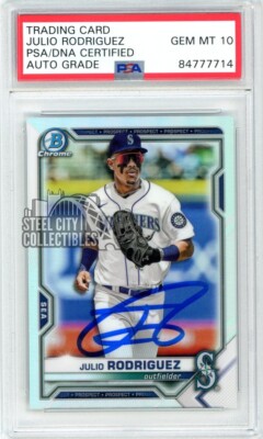 Julio Rodriguez 2021 Bowman Chrome Auto Refractor RC Card #BDC-145 PSA ...