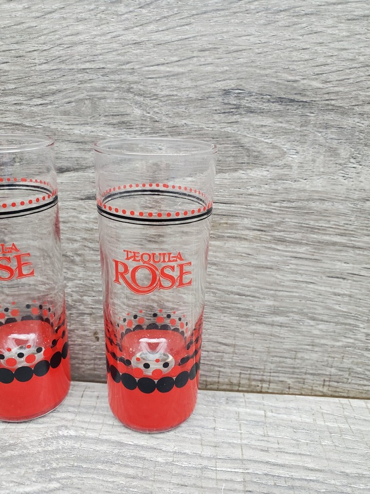 Lot 4 Tequila Rose Shot Glasses Shooter Tall Brick Red Black Dot | eBay