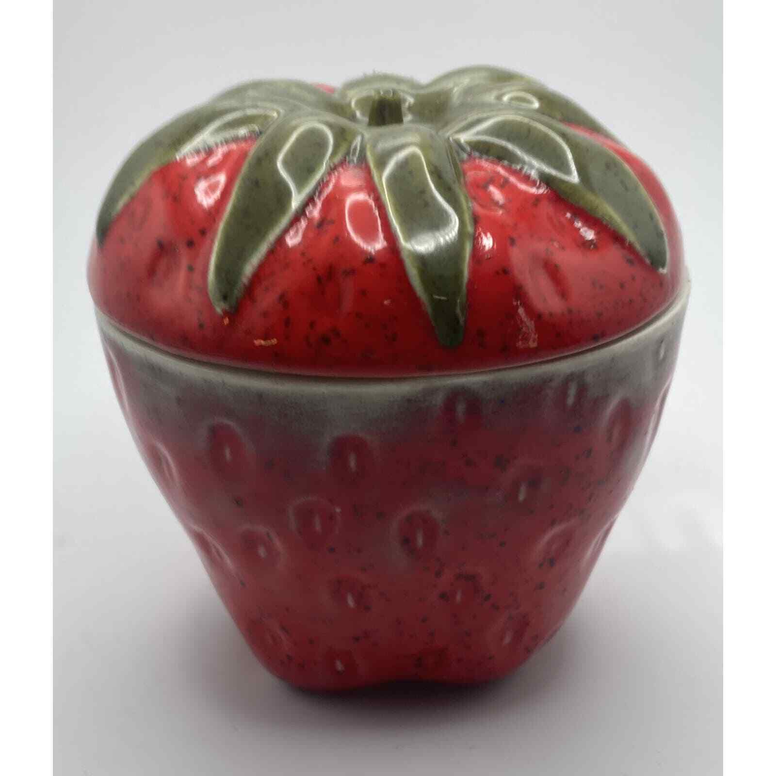 Vintage Ceramic Strawberry Lidded Container with Mini Pin Cushion ...