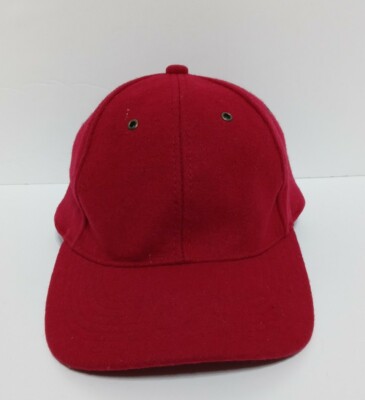 Vintage Mega Cap Red Wool Blend Cap Hat 6-Panel Leather Adjustable ...