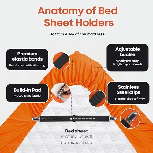 Bed Sheet Straps Set | Easy to Use Adjustable Elastic Fasteners with ...