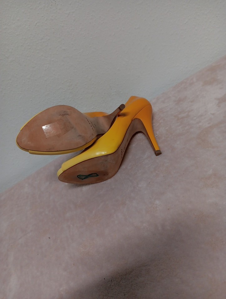 Aldo Yellow Ombre Peep Toe Heels yellow ombre, peep toe, stiletto heels ...