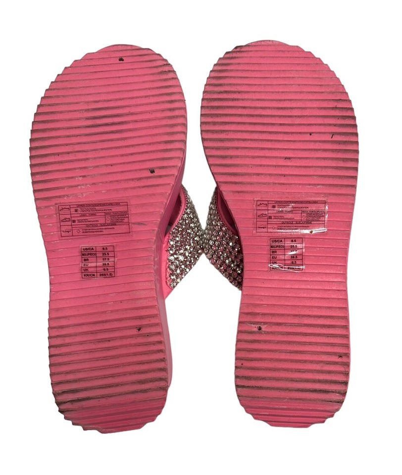 Forever 21 Barbie Rhinestones Wedge Platform Sandals PINK Womens Size 8 ...