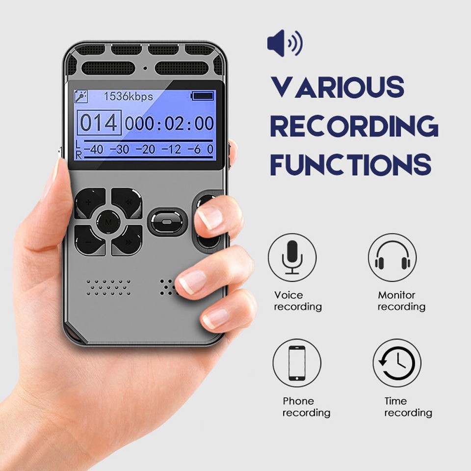 Rechargeable LCD Digital Audio Sound Voice Recorder Dictaphone MP3 ...