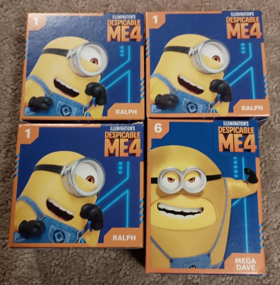 4 Boxes McDonald's Happy Meal Toys DESPICABLE ME 4 #1 Ralph (3) and #6 ...