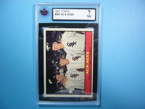 1961 TOPPS BASEBALL CARD #337 EARLY WYNN AL LOPEZ HERB SCORE AL'S ACES ...