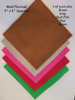 10 Pieces, 5" x 5" Wool Flannel Squares for Applique and crafts | eBay