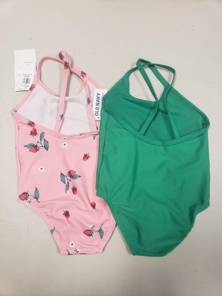 Old Navy Baby Girls Swimsuits Pink Strawberries & Green One Piece 2T | eBay
