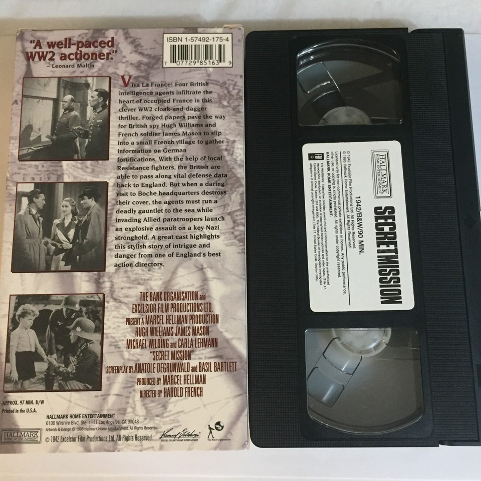 James Mason Secret Mission VHS Tape Ships Same Day With Tracking | eBay