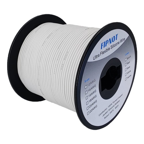 18 AWG Silicone Wire - 200ft White Spool, Flexible 18AWG Tinned Copper ...