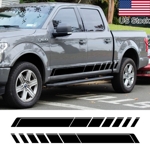 2x Black Sport Stripe Graphics Car Body Side Door Decal Sticker For ...