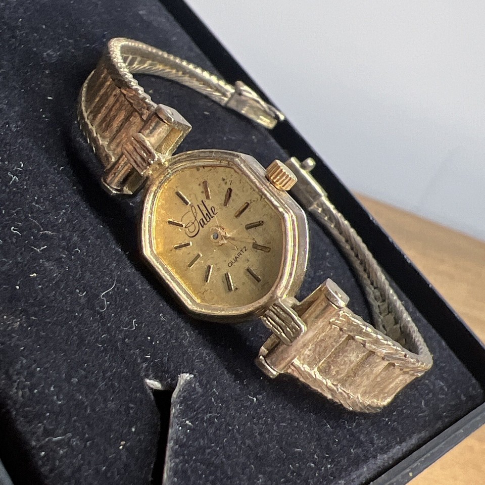 UNIQUE Women's 925 STERLING SILVER Watch SABLE Quartz Gold Tone(read ...