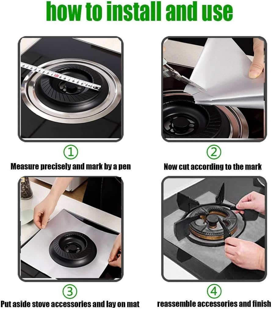 8-Pack Reusable Non-Stick Foil Gas Hob Range Stove Top Burner ...