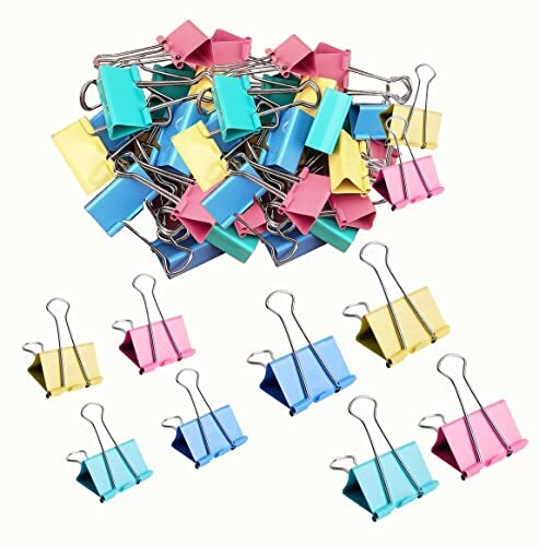 pcs Colored Binder Clips Paper Clamps Assorted Size Small, Medium ...