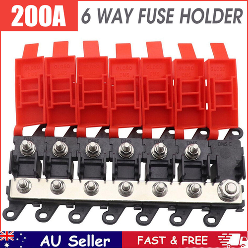 NEW Distribution Block 1 in 6 out 6-way Fuse Holder 200A Multi-pole ...
