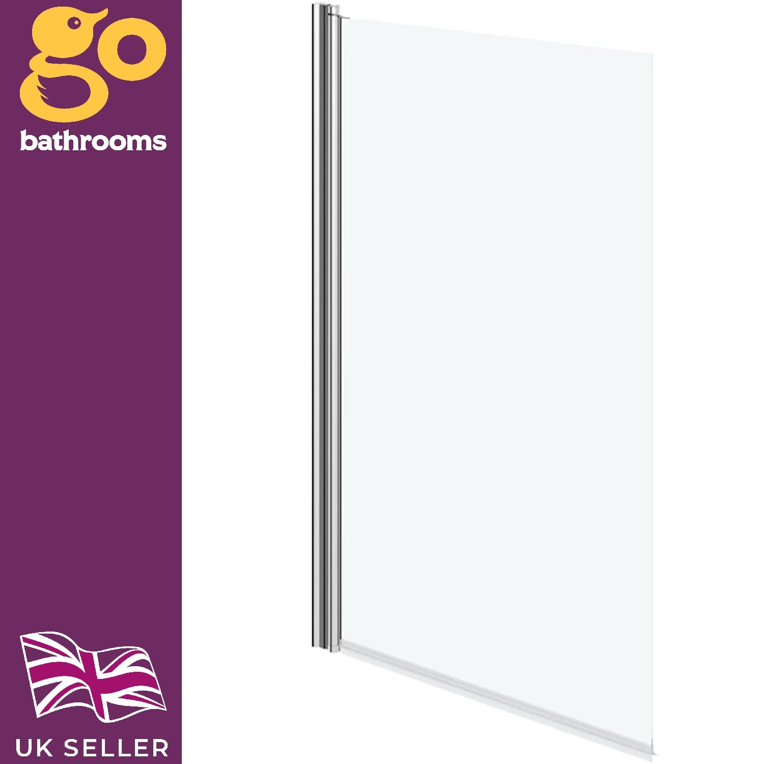 600mm Bath Screen Frameless Over Bath Shower 6mm Screen Easy Clean ...