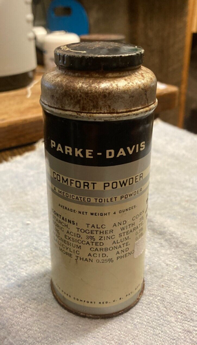 VTG Parke-Davis Comfort Powder Medicated Toilet Dusting Powder Tin 4 oz ...