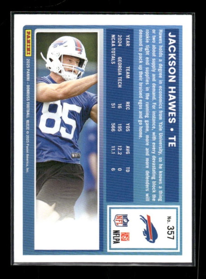 Jackson Hawes - 2025 Donruss Football - Rated Rookie | eBay