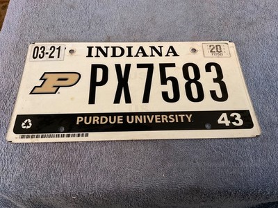 Indiana License Plate Purdue University Flat PX7583 2020 2021 Stickers ...