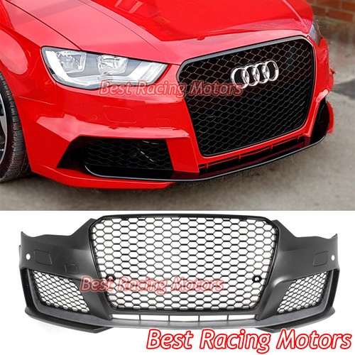 For 2014-2016 Audi A3 S3 8V RS3 Style Front Bumper + Gloss Black Grille ...