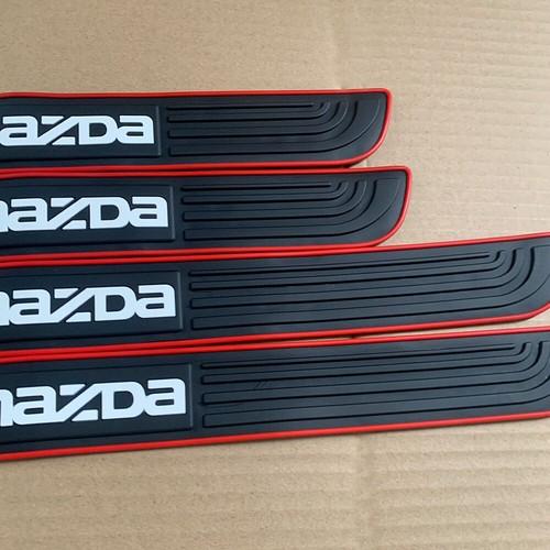 For Mazda 4PCS Black Rubber Car Door Scuff Sill Cover Panel Step ...
