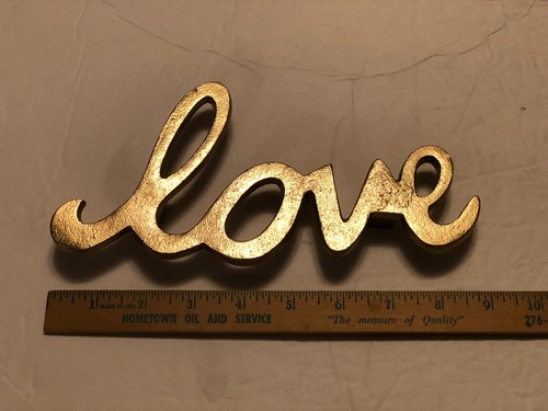 Love - Gold Tone Metal Wall Hanging 9" Sign Word Art Home Decor Cursive ...