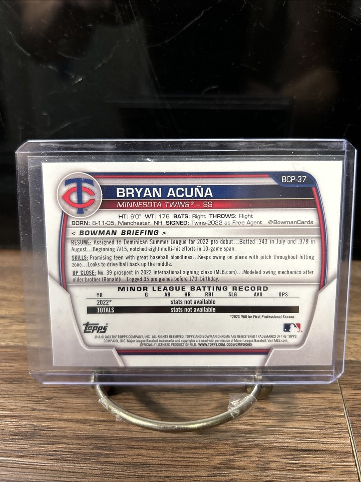2023 Bowman Chrome Bryan Acuna Minnesota Twins Prospect BCP-37 Baseball ...