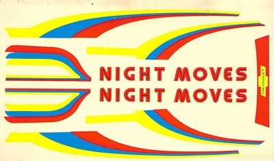 vintage MPC decal stickers Chevrolet Night Moves name of car hood side ...