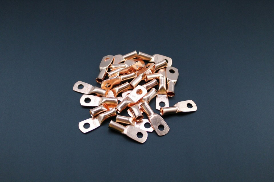 8 GAUGE COPPER #10 RING 5 PK CRIMP TERMINAL CONNECTOR AWG GA CAR EYE ...
