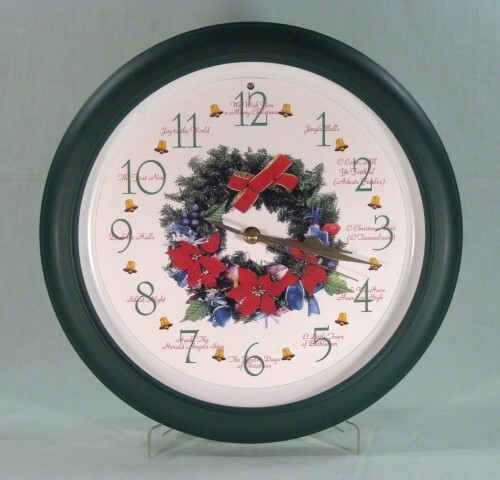 Christmas Music Clock 13 in. Plays Songs on the Hour Jingle Bells ...
