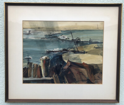 Signed Adele Giles Mid Century WC Of A Rocky Beach 16” X 18 1/2” | eBay