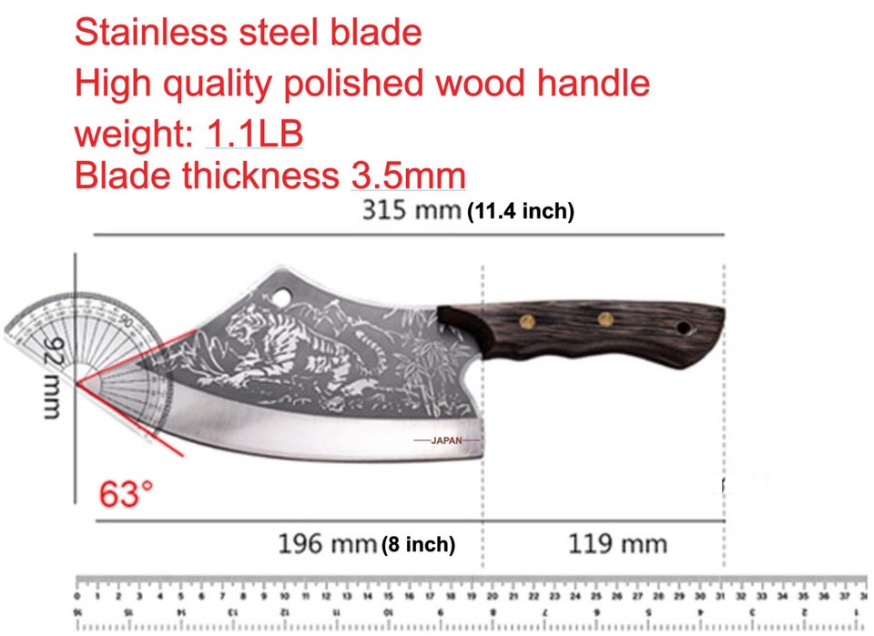 Meat Cleaver Butcher Knife Heavy Duty Bone Chopper cutting Forged Knife ...