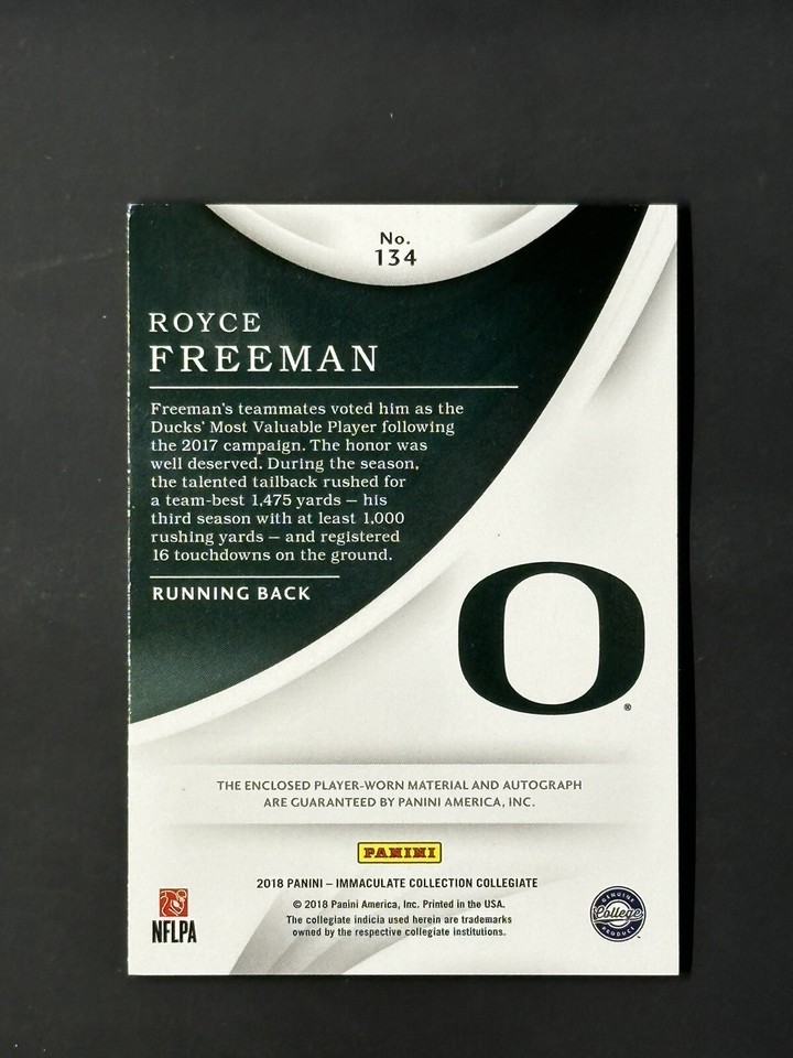 ROYCE FREEMAN 2018 IMMACULATE Logo PATCH ON CARD AUTO RC #D /5 | eBay