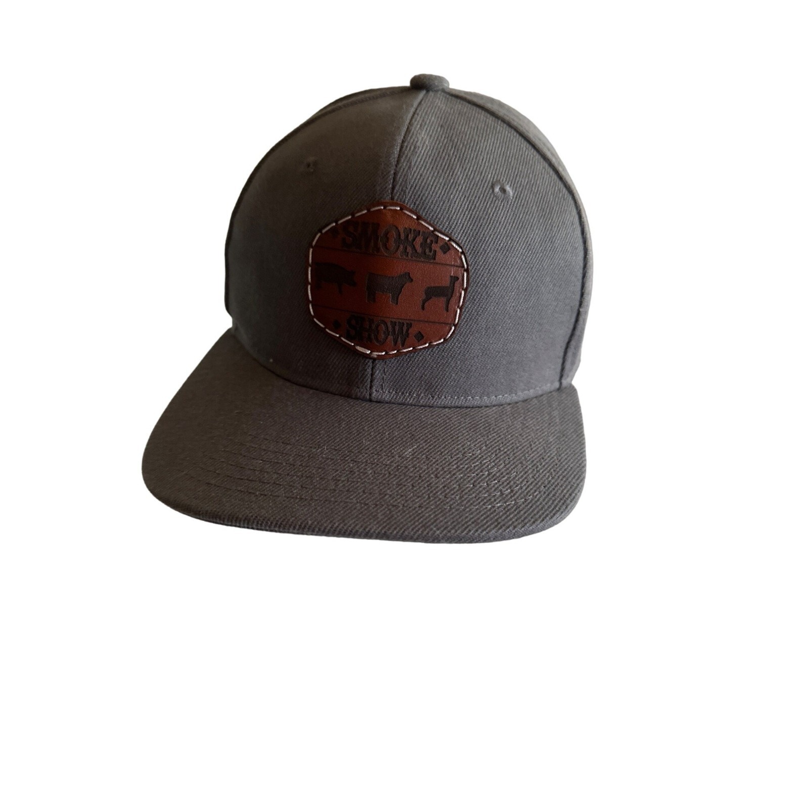Smoke How Butcher Hat Cap Gray Adjustable Faux Leather Patch | eBay