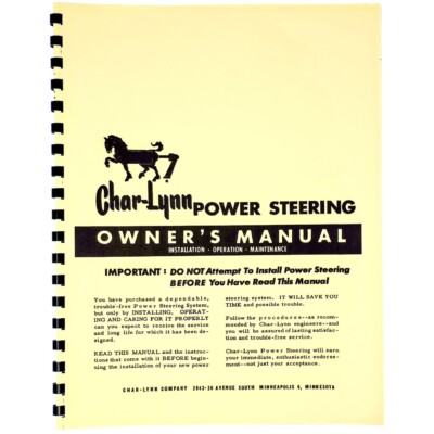 Char-Lynn Power Steering Owners Manual | eBay