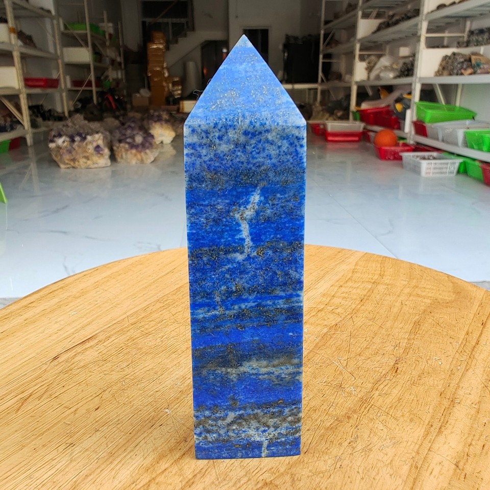250g Natural Rock Lapis Lazuli Quartz Crystal Stone Point Healing Wand ...