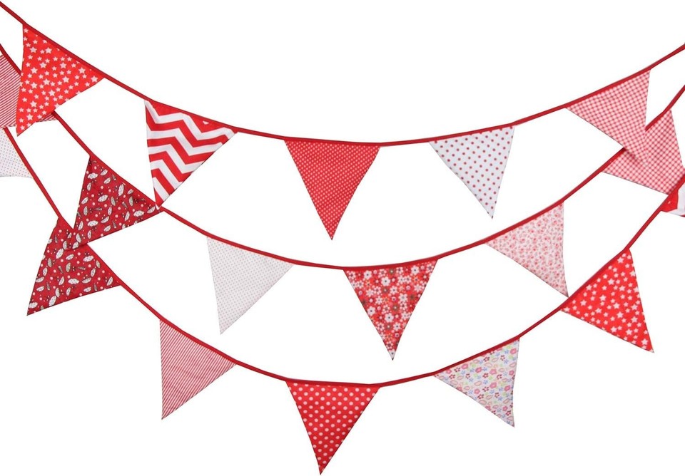 10M/32Ft Triangle Bunting Banner, 36 Pcs Cotton Fabric Flags Pennant ...