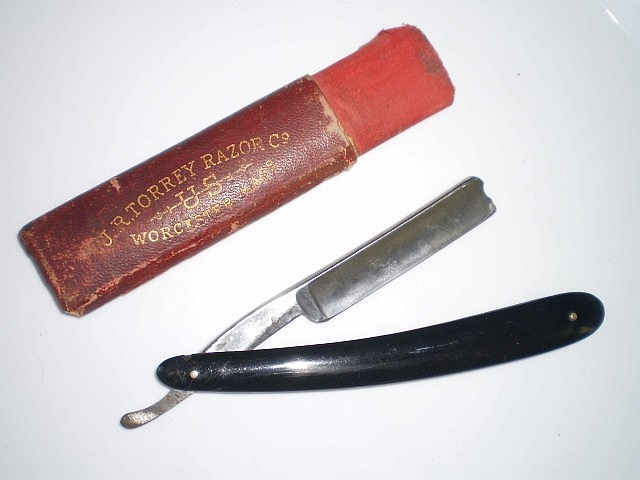 Antique J.R. Torrey Straight Blade Razor Worchester Mass w/ half ...