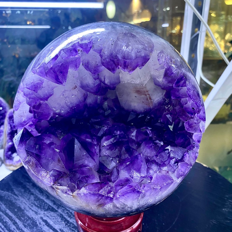 16.9LB Natural Uruguayan Amethyst Quartz crystal open smile ball ...