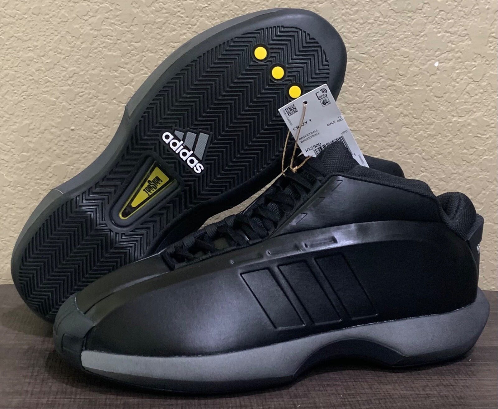 adidas Crazy 1 Men's Basketball Shoes IG5900 size 11 Kobe Bryant Black ...