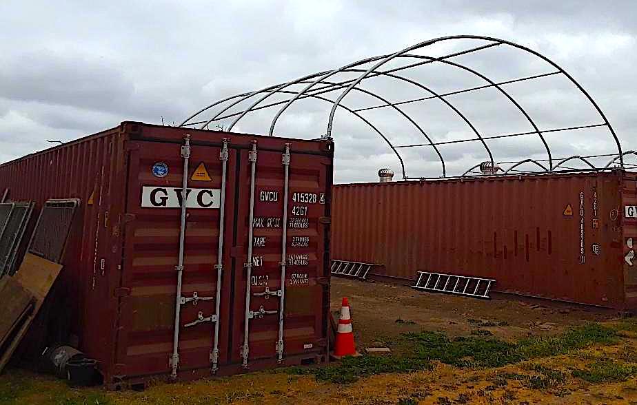 20X20 SHELTER COVER ROOF BUILDING CONEX BOX OVERSEAS SHIPPING CONTAINER ...