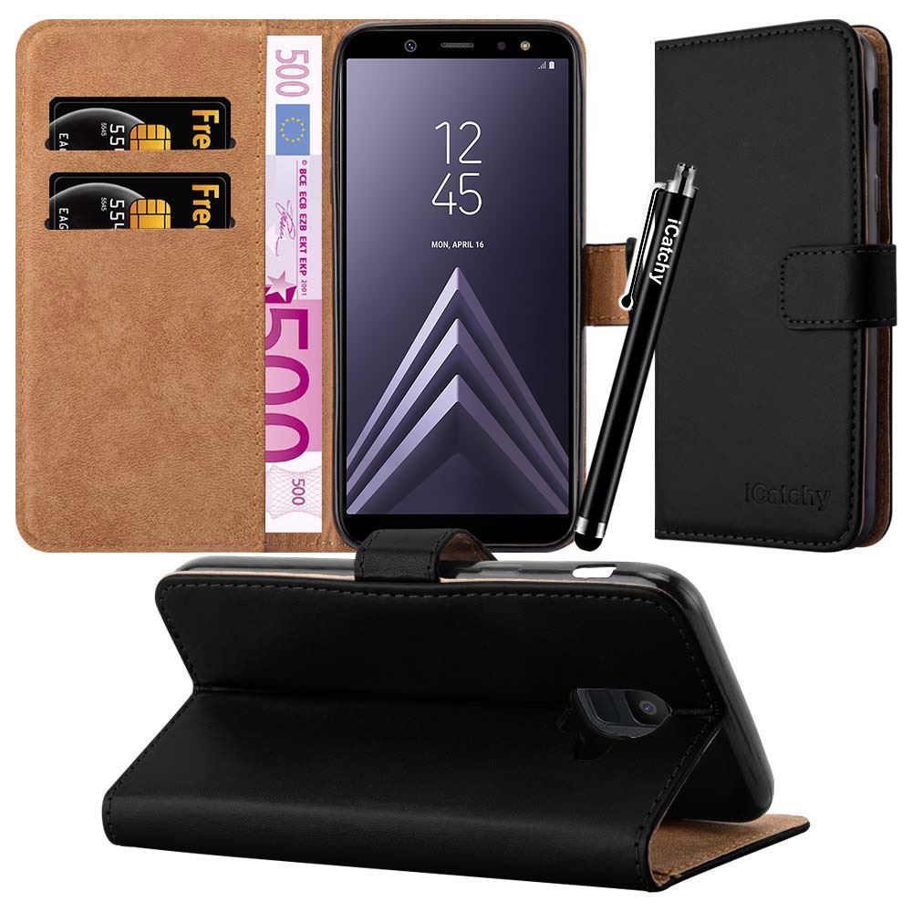For Samsung Galaxy A6 Phone Case Leather Wallet Flip Folio Stand View ...